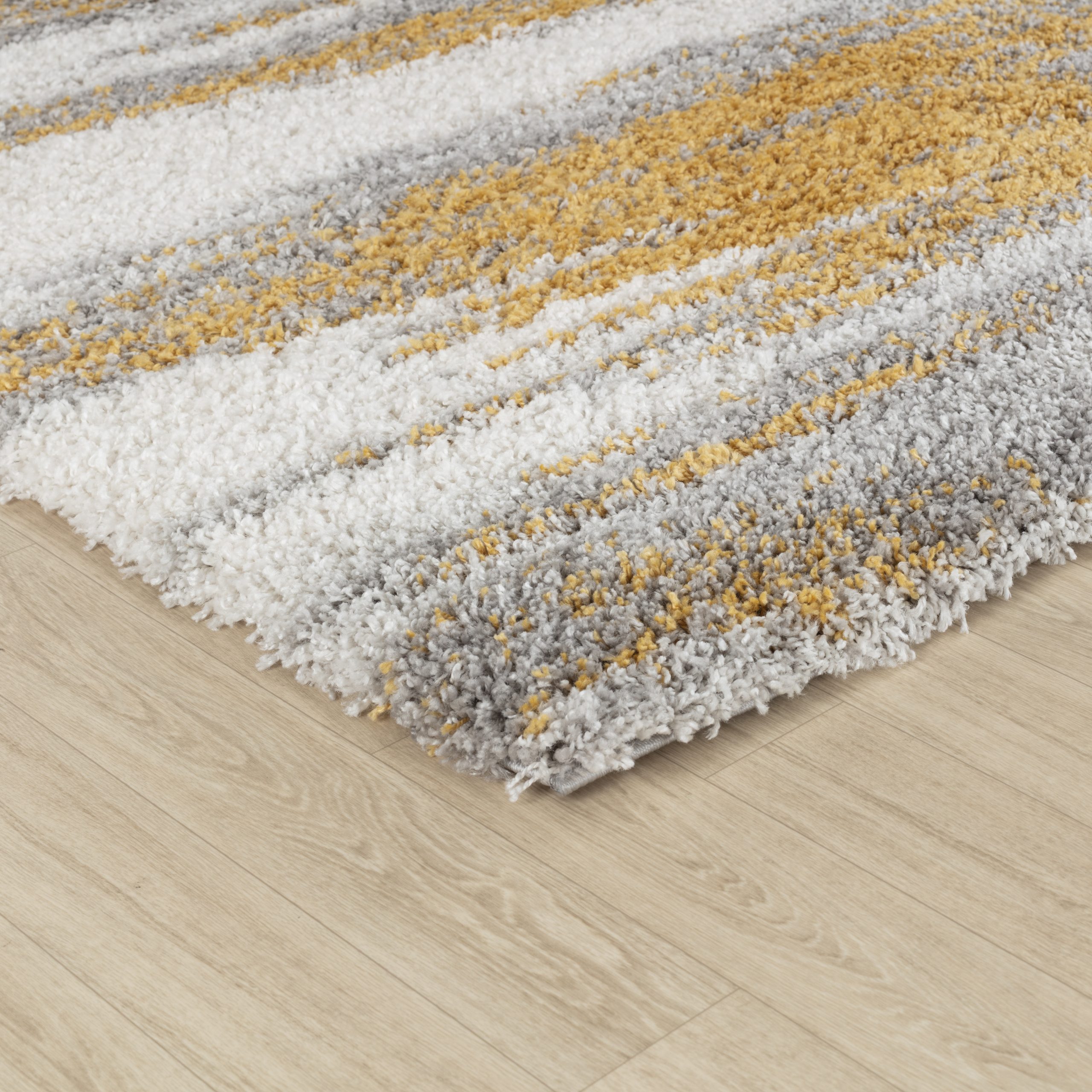 OCHRE GREY CREAM WAVE DESIGN SUPER SOFT BELMONT SHAGGY - Rugs Superstore